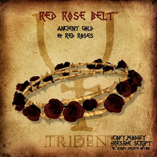 Second Life Marketplace - Red Rose Belt [Gold]